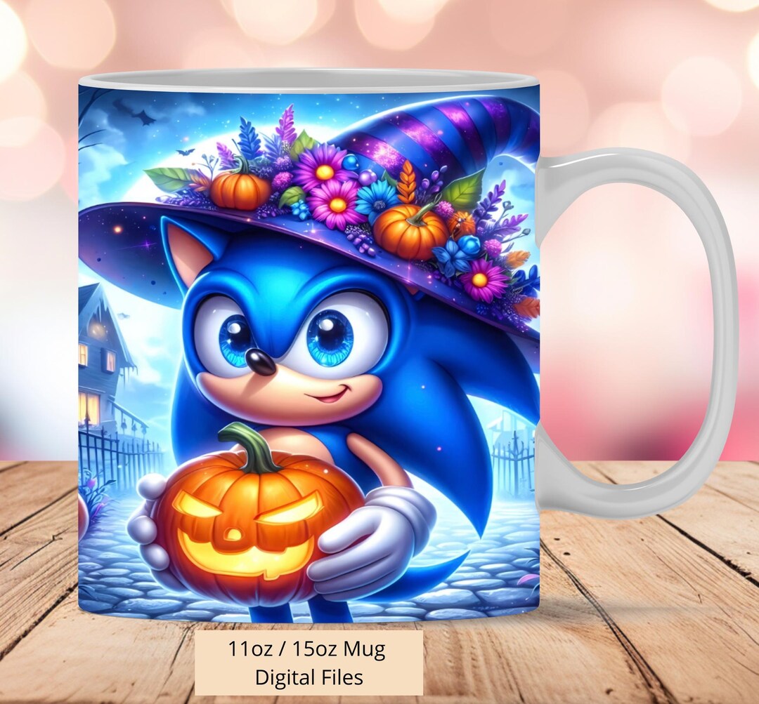 3D Cute Sonic Halloween Pumpkins Mug Wrap, 3D Sonic Mug Wrap ...