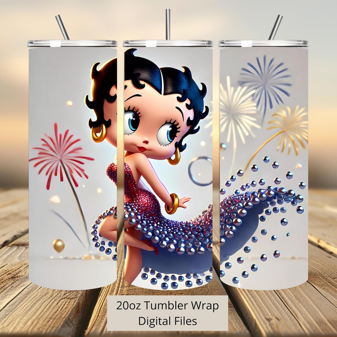 3D süße Betty Boop Tumbler Wrap, Betty Tumbler Wrap Sublimation Design PNG, 20oz Skinny Straight ...