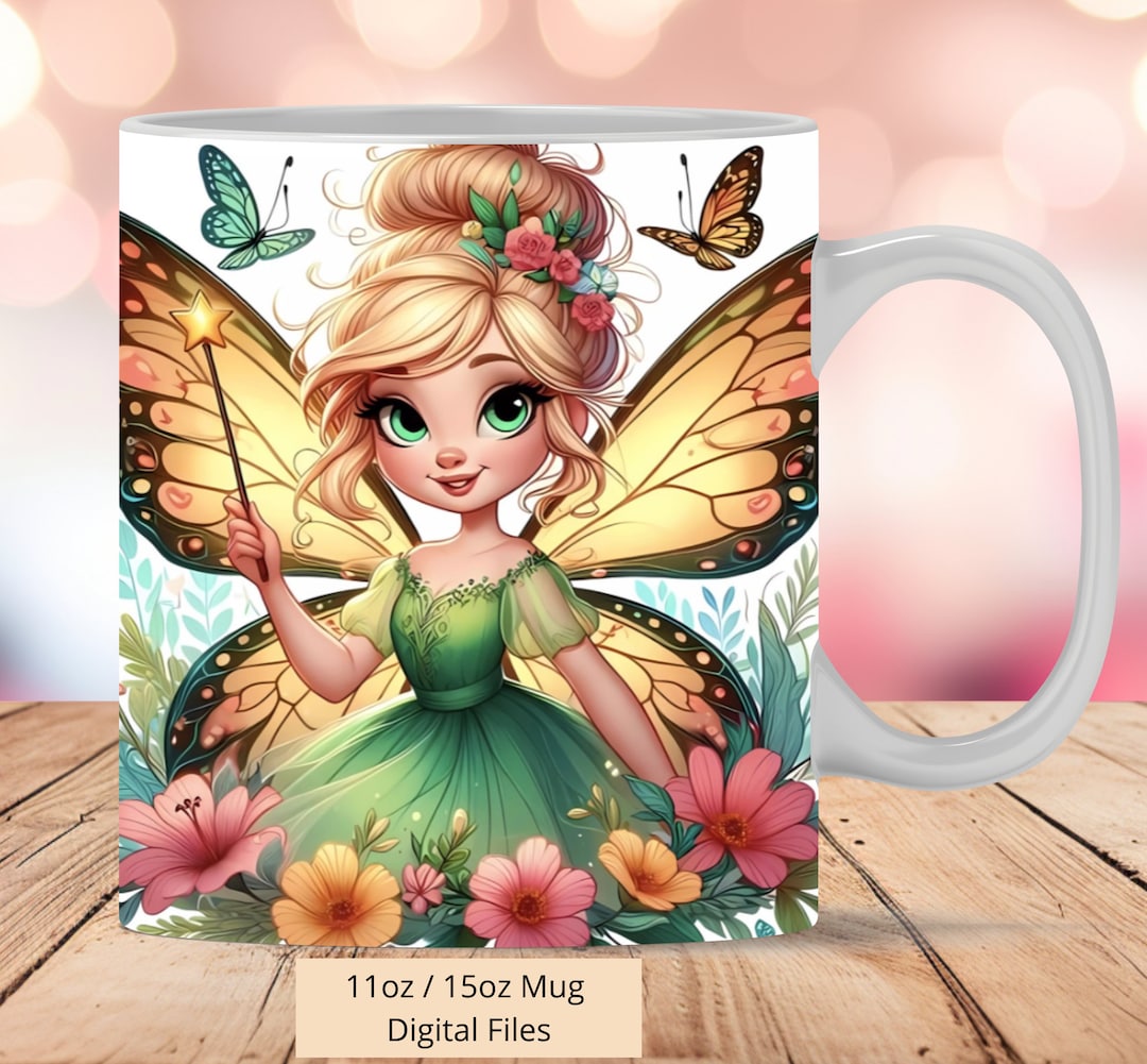 3D Cute Fairy Flowers and Butterflies Mug Wrap, 3D Mug Wrap Sublimation ...