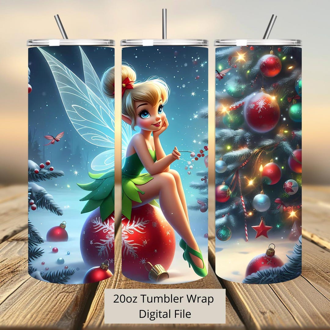 3D Cute Tinkerbell Christmas Tumbler Wrap, Princess Tumbler Wrap ...