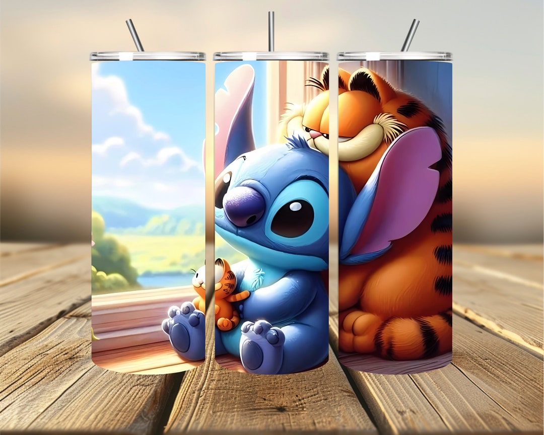 3D Stitch and Garfield Tumbler Wrap, Garfield Tumbler Wrap Sublimation ...