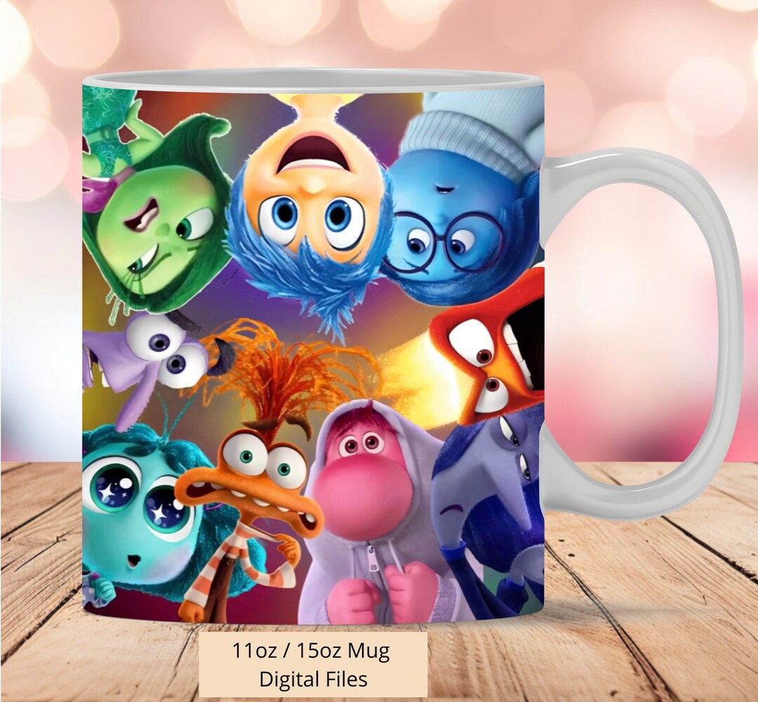 3D Inside Out 2 Mug Wrap, 3D All Feelings Mug Wrap Sublimation Design ...