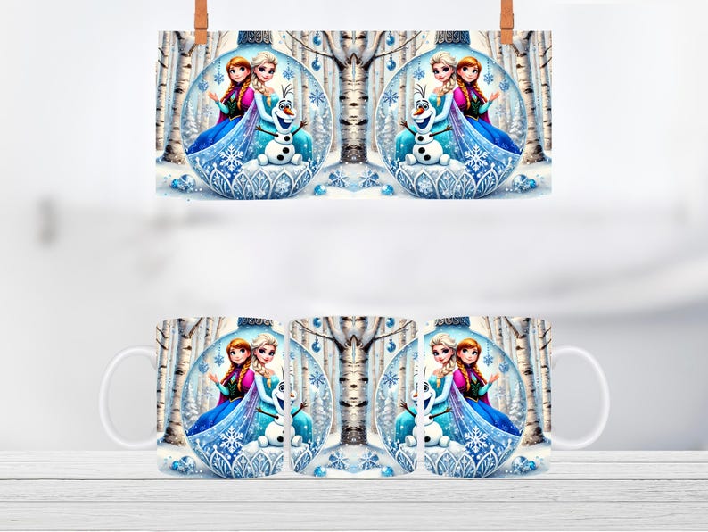 3D Cute Elsa, Anna and Olaf Frozen Crystal Mug Wrap, 3D Anna Mug Wrap ...