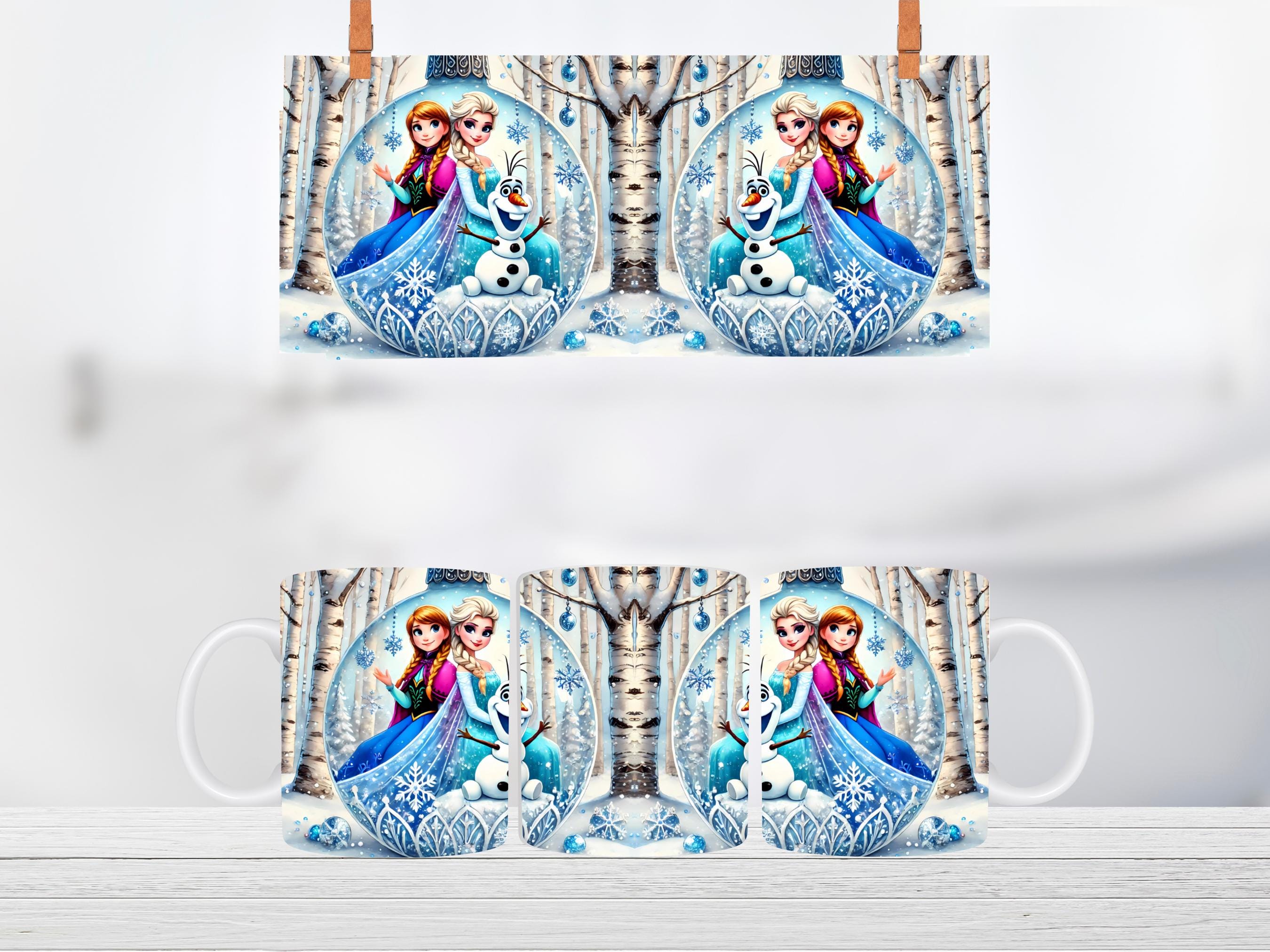 3D Cute Elsa, Anna and Olaf Frozen Crystal Mug Wrap, 3D Anna Mug Wrap ...