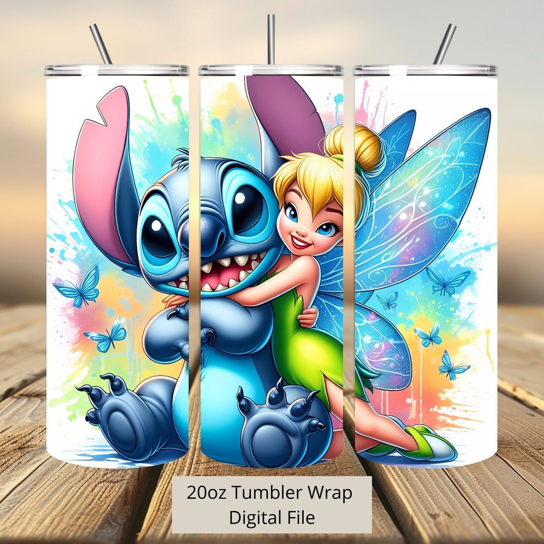 3D Tinkerbell Love Stitch Tumbler Wrap, Princess Tumbler Wrap ...
