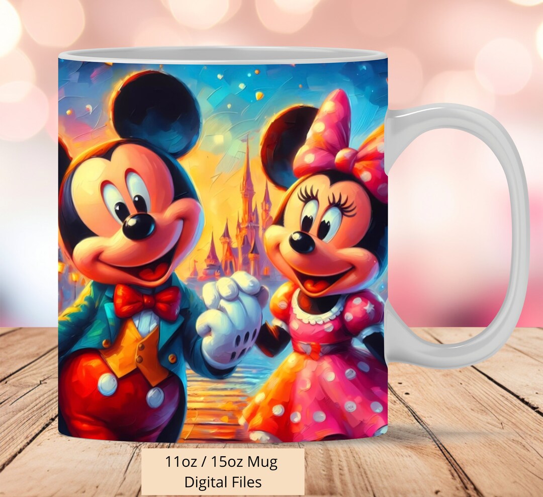 Minnie and Mickey Mouse Painting Style, Mug Wrap, 3D Mouse Mug Wrap ...
