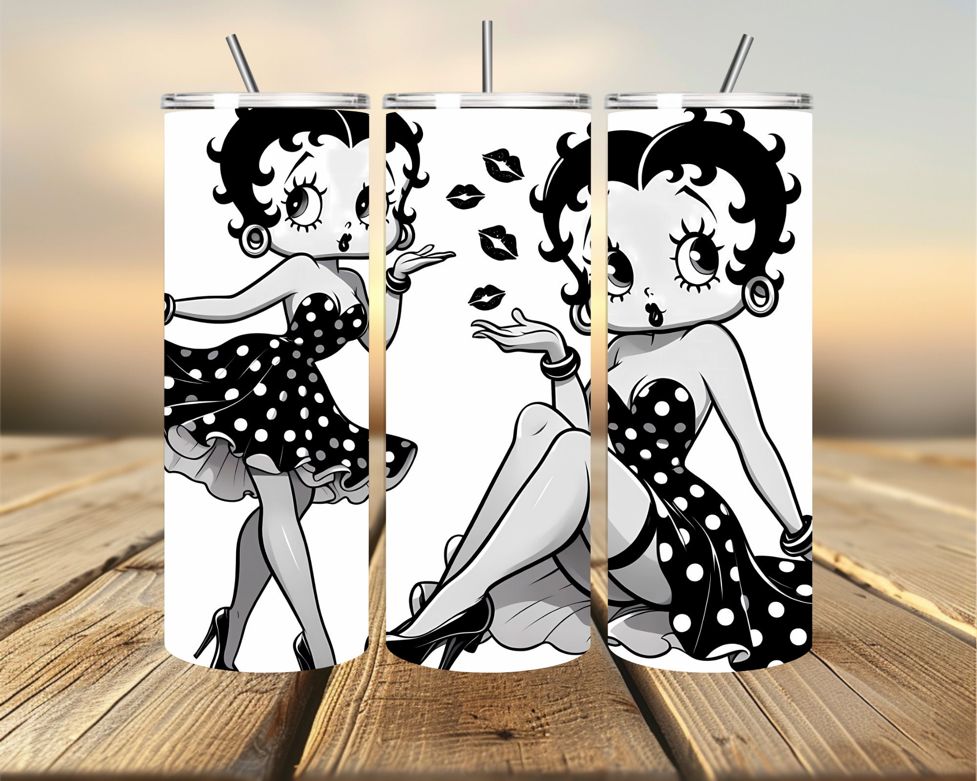3D Betty Boop Tumbler Wrap, Kissestumbler Wrap Sublimation Design PNG ...