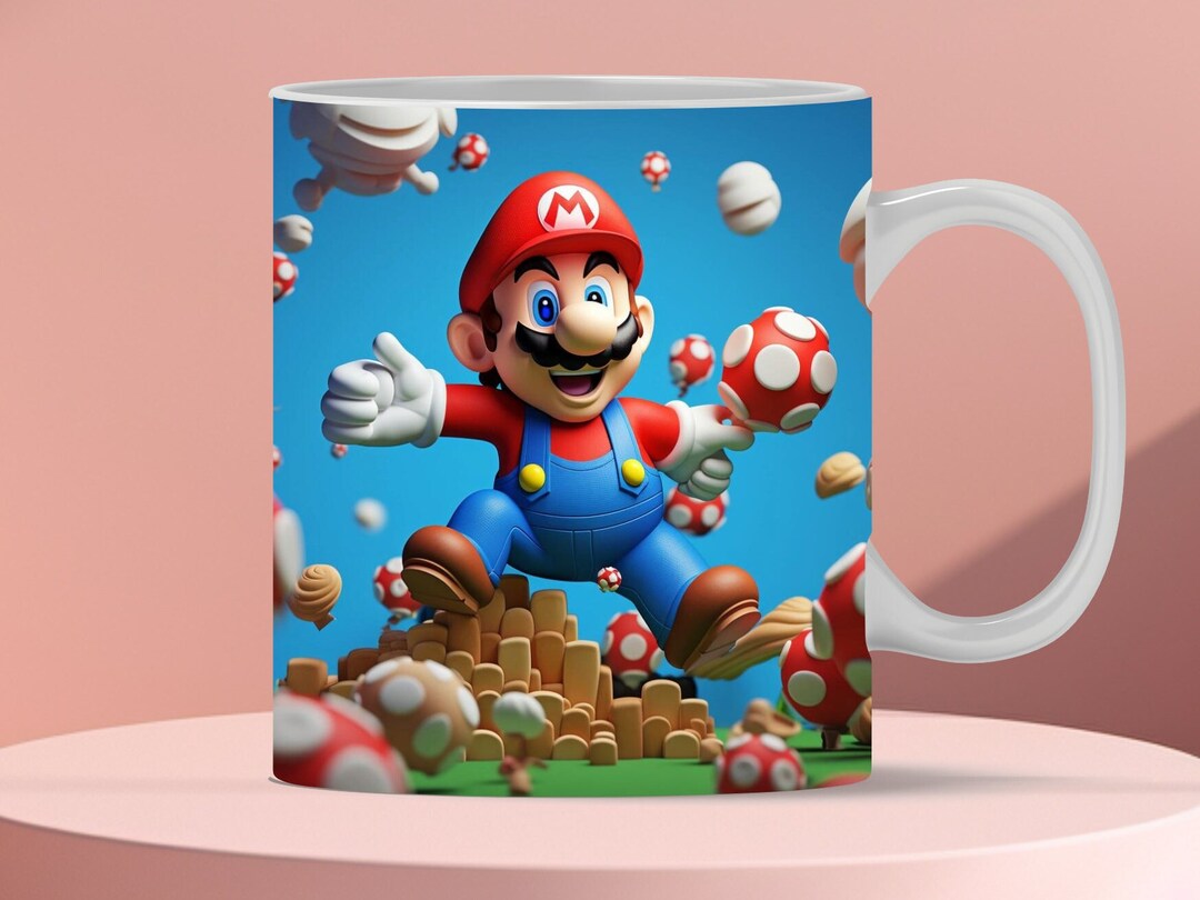 3D Mario Mug Wrap, 11oz & 15oz Mug Template, Mug Sublimation Design, 3D ...