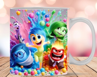 3D Inside Out 2 Colorful Splash Mug Wrap, 3D Mug Wrap Sublimation ...