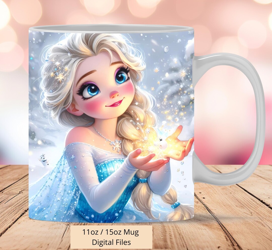 3D Princess Elsa Snow Shine Mug Wrap, 3D Elsa Mug Wrap Sublimation ...