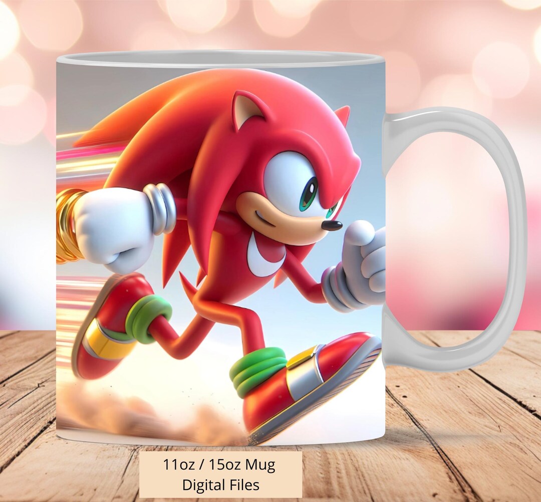 3D Cute Knuckles Run Rings Mug Wrap, 3D Sonic Mug Wrap Sublimation ...