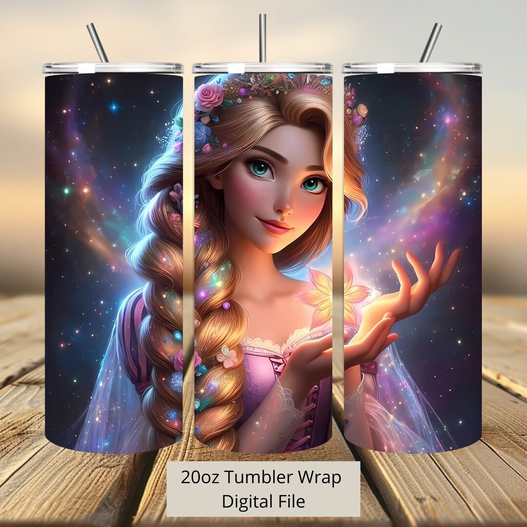 3D Cute Rapunzel Flower Tumbler Wrap, Princess Tumbler Wrap Sublimation ...