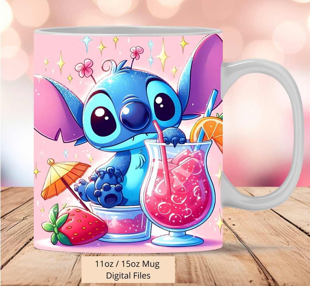 3D Cute Stitch Summer Drink Fruit Mug Wrap, 3D Stitch Mug Wrap ...