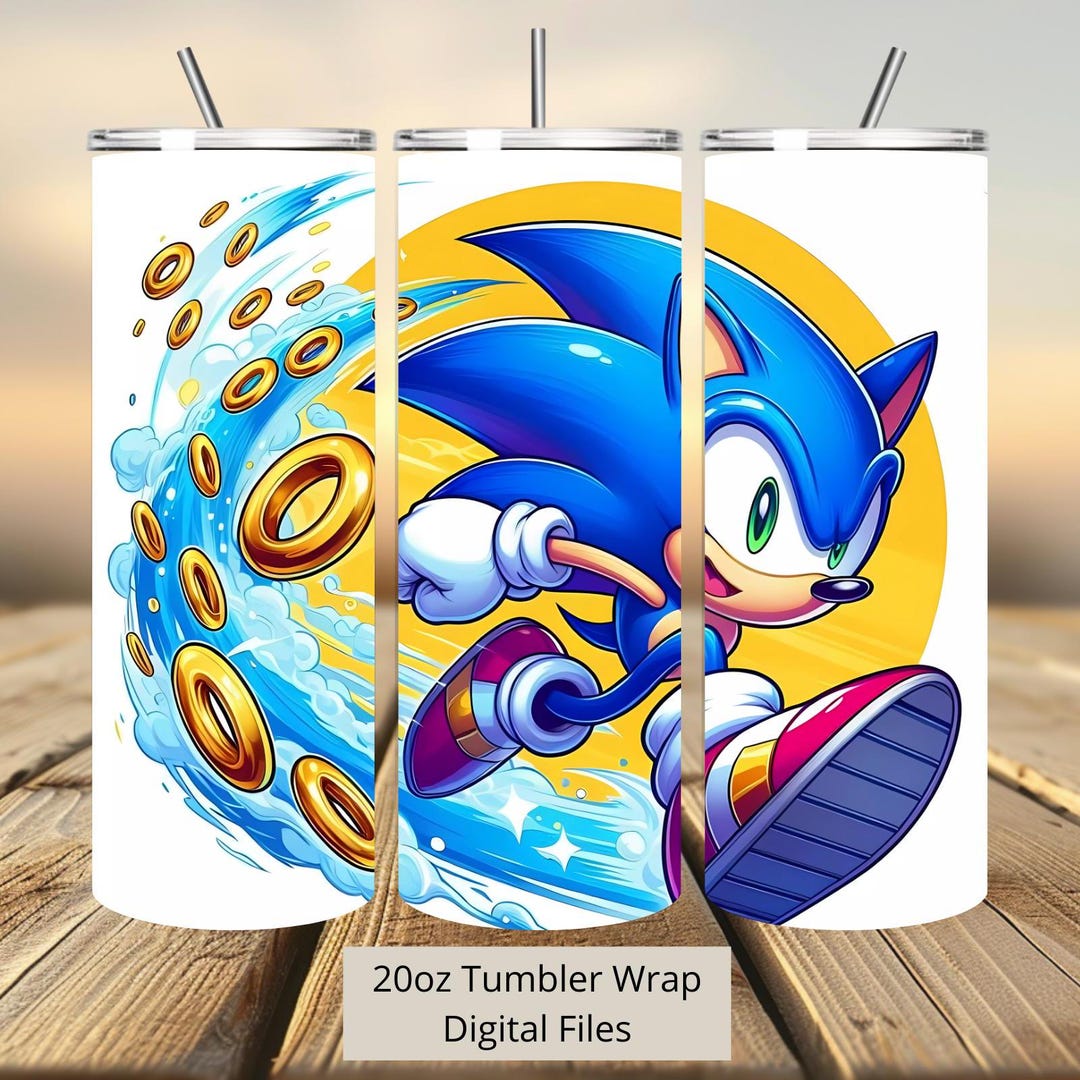 3D Cute Sonic Splash Run Tumbler Wrap, Sonic Colorful Tumbler Wrap ...