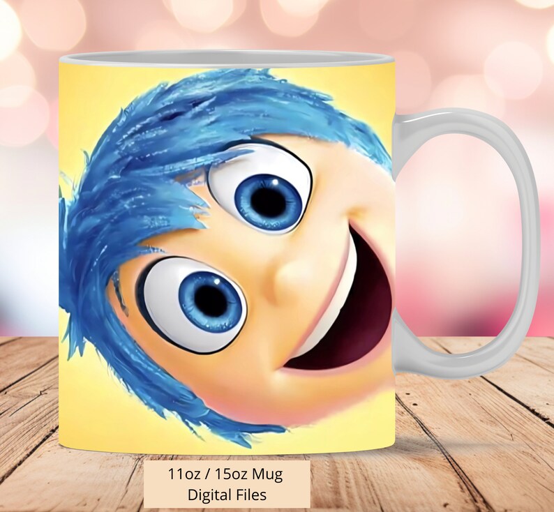 3D Inside Out 2 JOY Mug Wrap, 3D Mug Wrap Sublimation Design PNG, Mug ...
