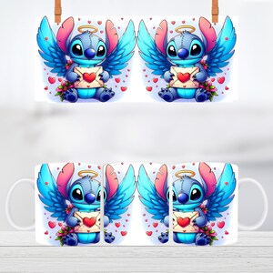 3D Stitch Angel Mug Wrap, 3D Mug Stitch Wrap Sublimation Design PNG ...