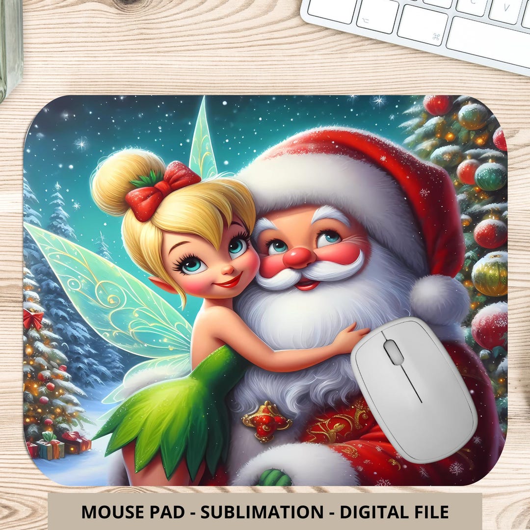 1 PNG Mouse Pad Tinkerbell and Santa Christmas Sublimation, Xmas ...