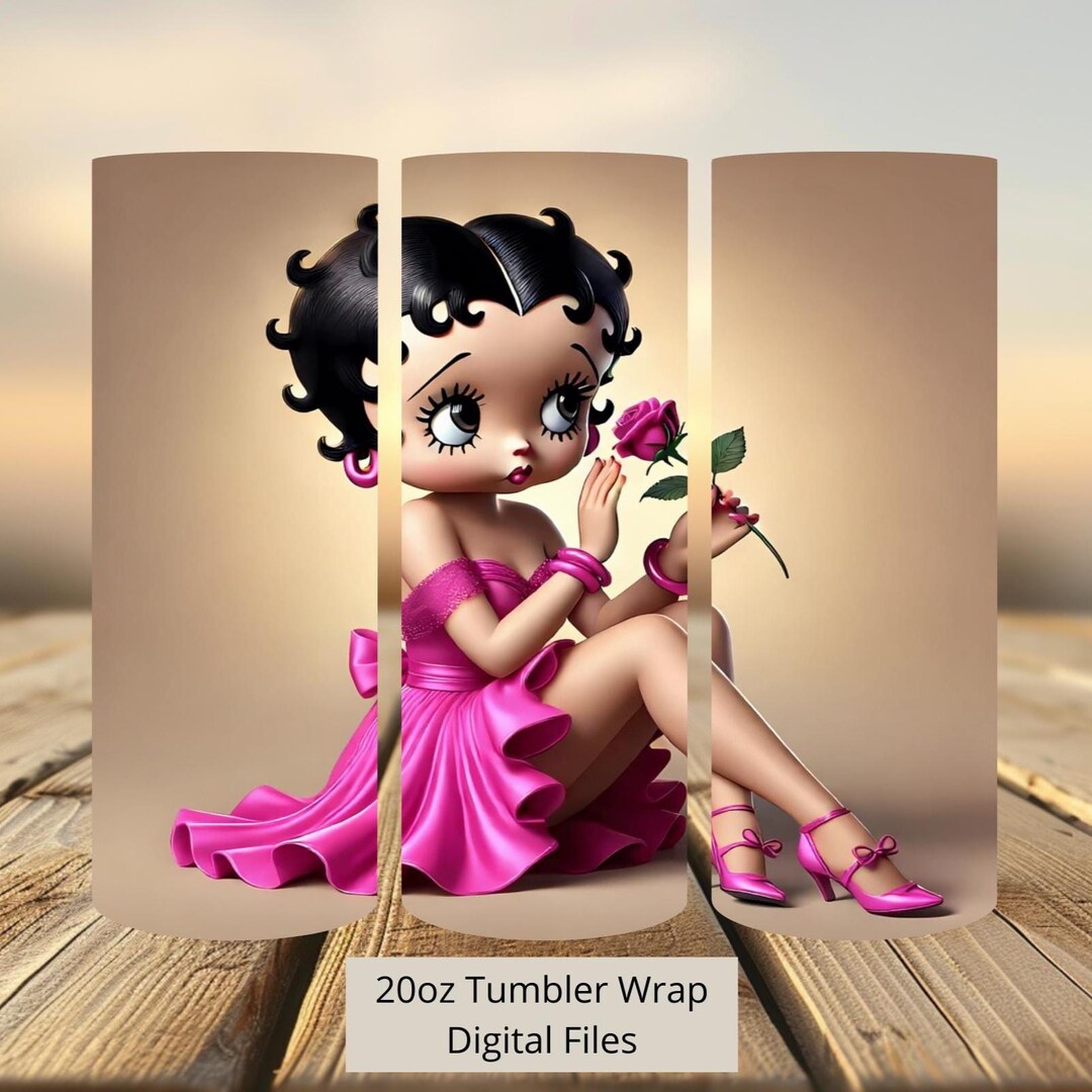 3D Cute Betty Boop Love Tumbler Wrap, Betty Tumbler Wrap Sublimation ...