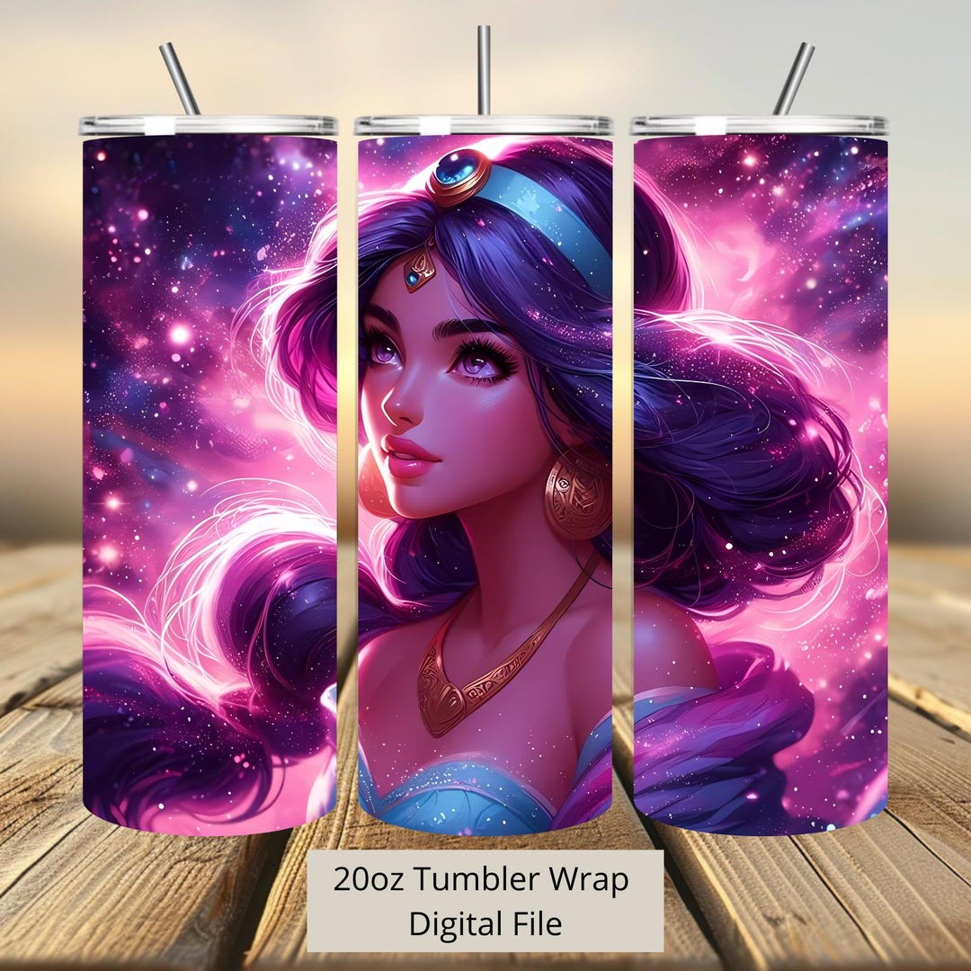3D Cute Yasmine Shine Tumbler Wrap, Princess Tumbler Wrap Sublimation Design PNG, 20oz Skinny ...