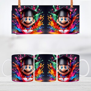 3D Super Mario Graduation Splash Mug Wrap, 11oz & 15oz Mug Template ...