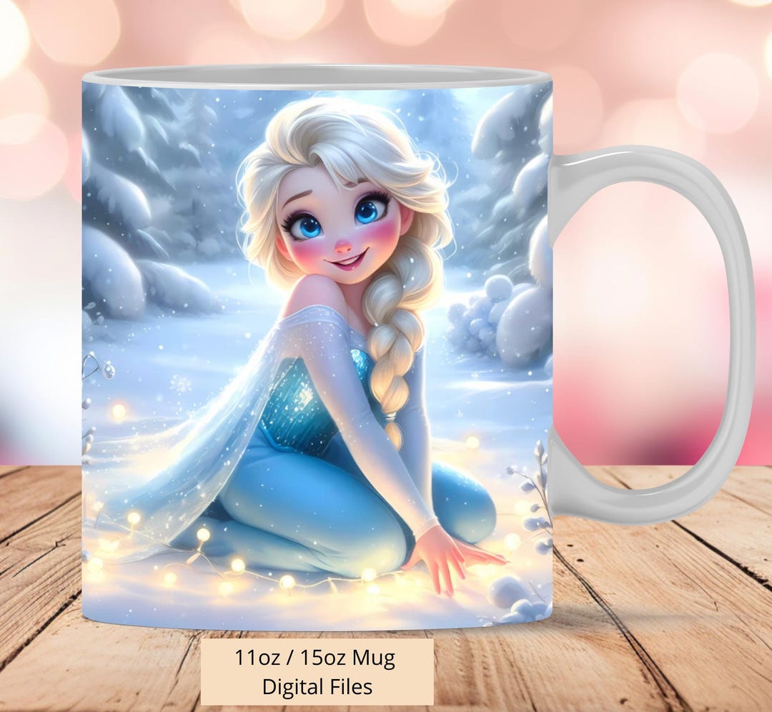 3D Princess Elsa Snow Shine Mug Wrap, 3D Elsa Mug Wrap Sublimation ...