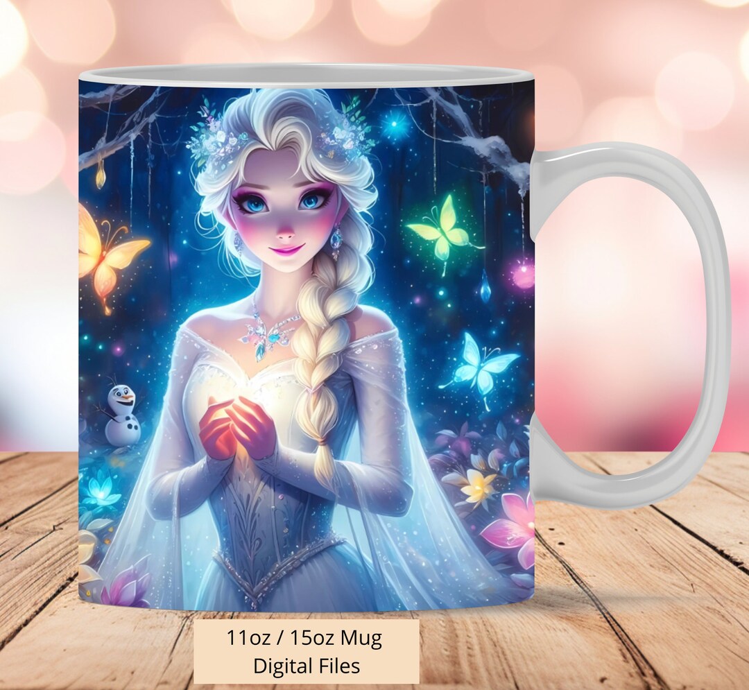 3D Cute Princess Mug Wrap, 3D Elsa Mug Wrap Sublimation Design PNG, Mug ...