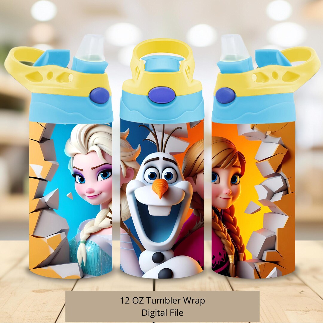 3D Elsa Olaf Anna Frozen Cracked Wall Tumbler Design, 12oz Frozen Cup ...
