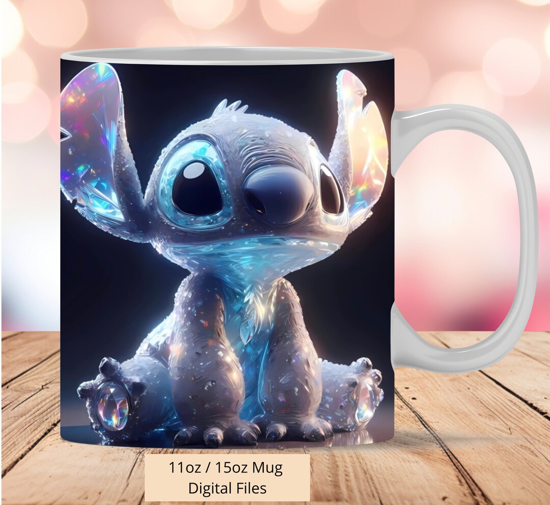 3D Cute Stitch Shine Mug Wrap, 3D Stitch Mug Wrap Sublimation Design ...