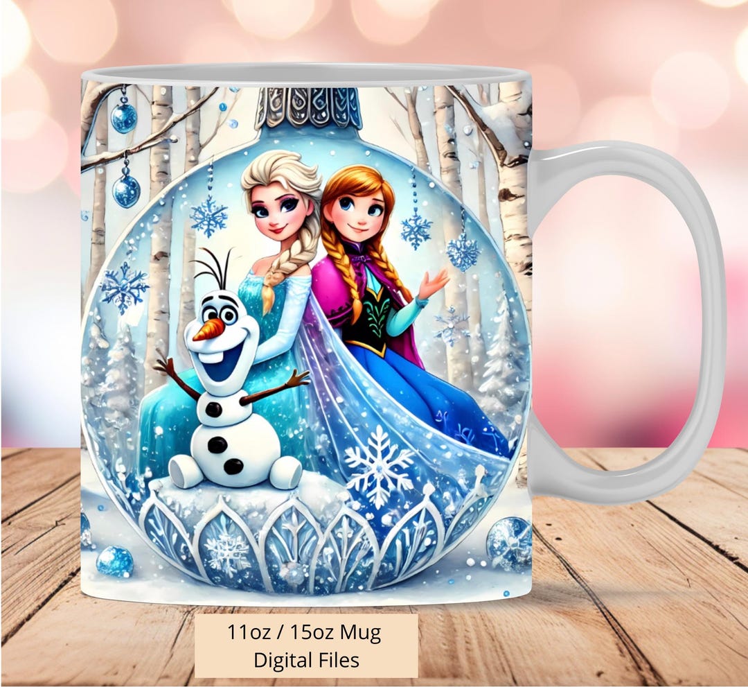 3D Cute Elsa, Anna and Olaf Frozen Crystal Mug Wrap, 3D Anna Mug Wrap ...