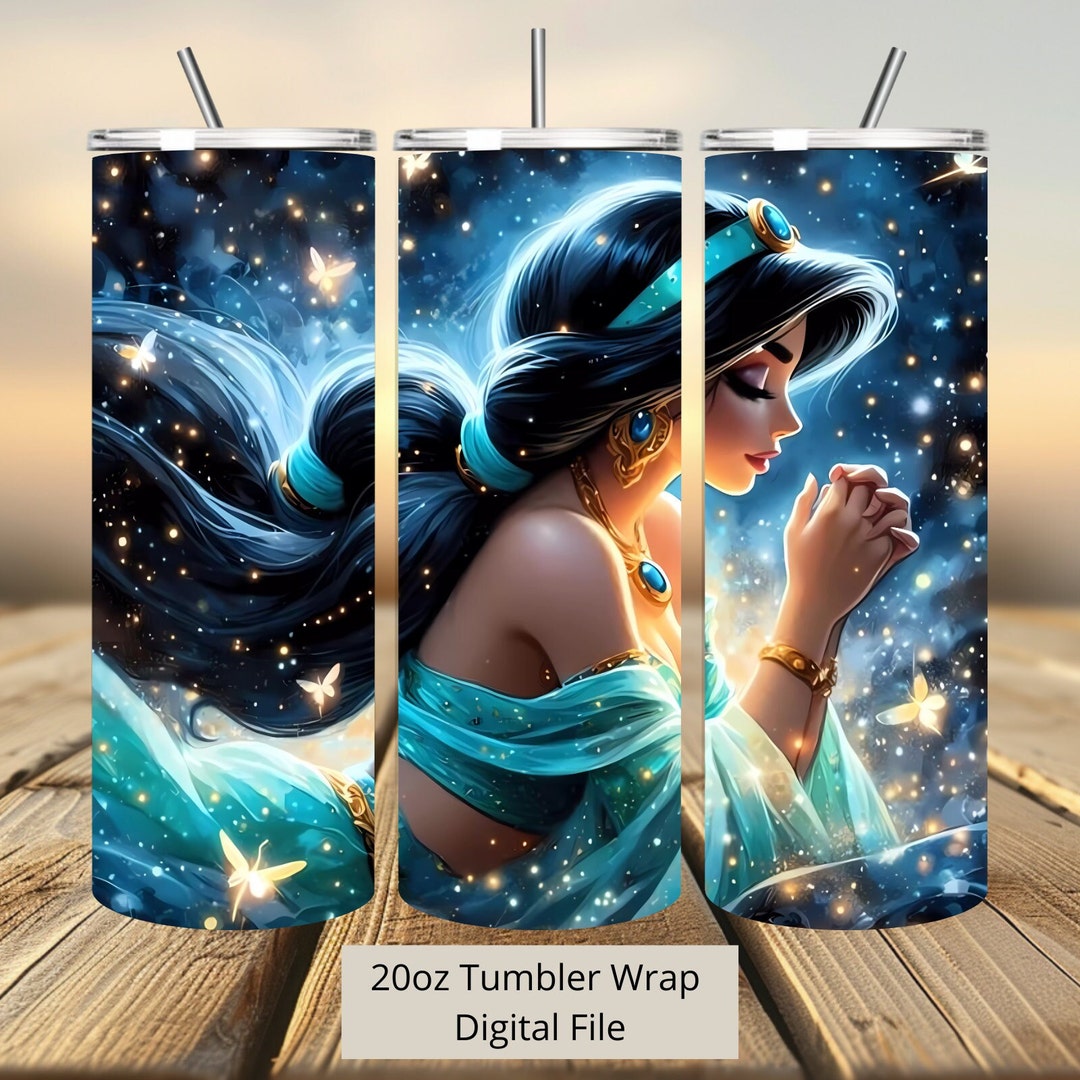 3D Cute Yasmine Shine Tumbler Wrap, Princess Tumbler Wrap Sublimation Design PNG, 20oz Skinny ...