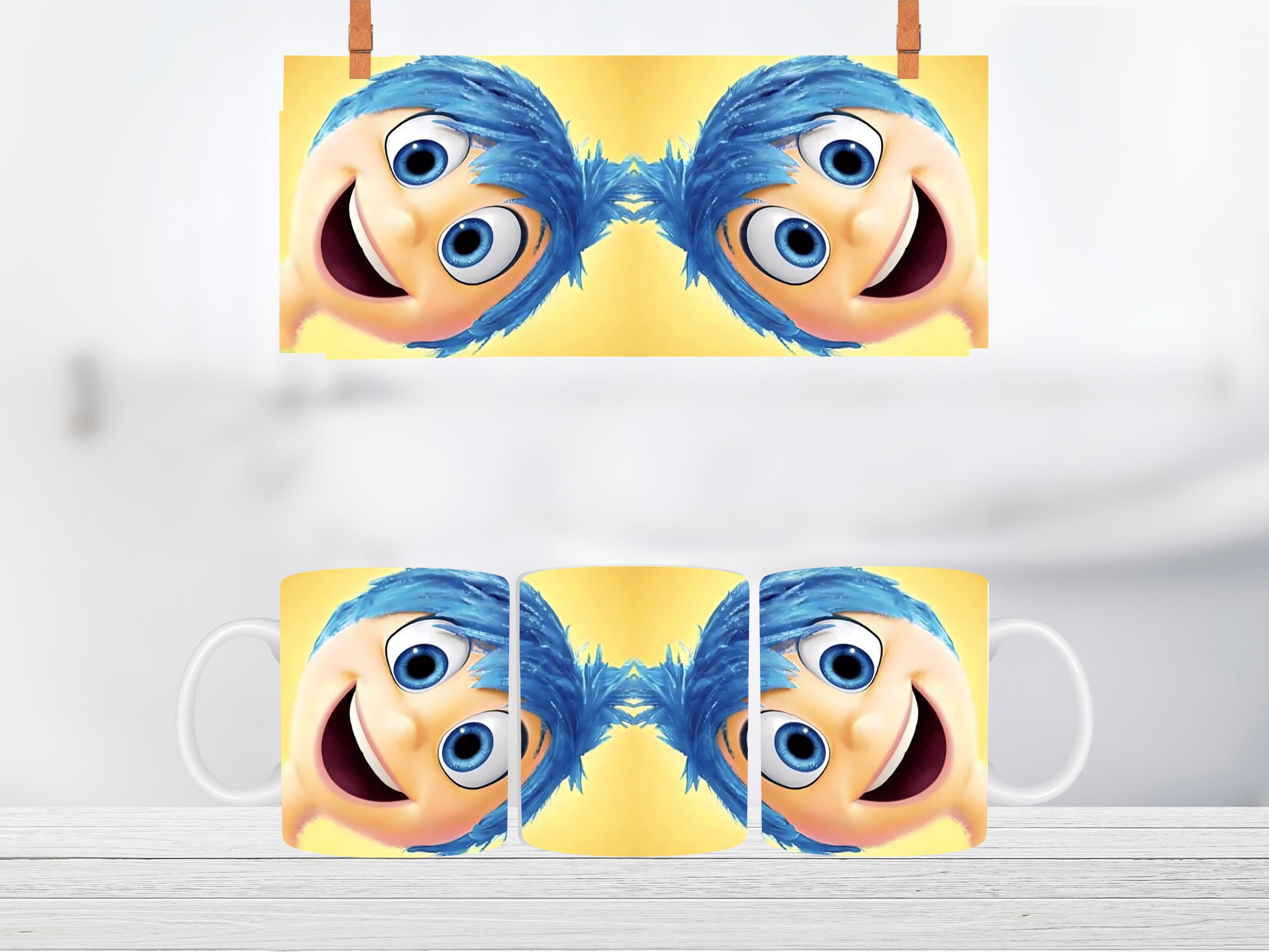 3D Inside Out 2 JOY Mug Wrap, 3D Mug Wrap Sublimation Design PNG, Mug ...