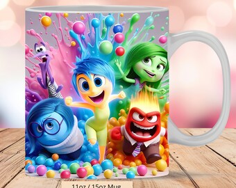 3D Inside Out 2 JOY Mug Wrap, 3D Mug Wrap Sublimation Design PNG, Mug ...