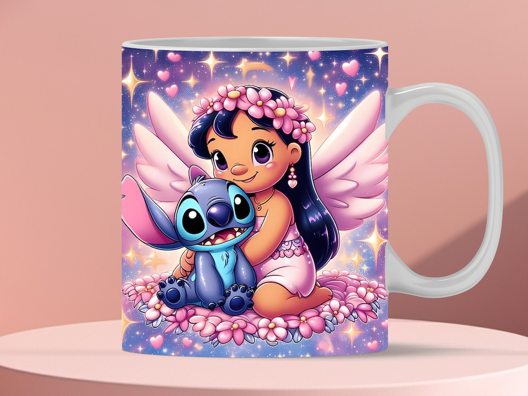 3D Lilo and Stitch Mug Wrap, 3D Angel Mug Wrap Sublimation Design PNG ...