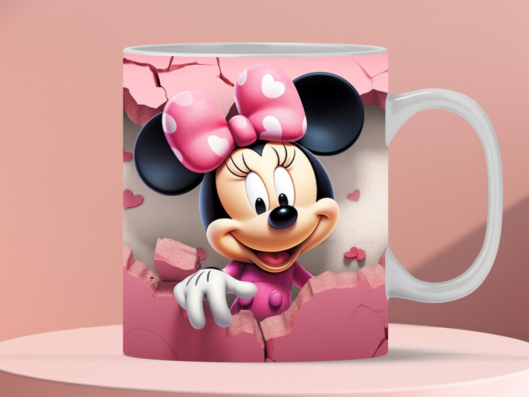 3D Mouse Mug Wrap, 3D Cracked Hole Pink Mouse Mug Wrap Sublimation ...