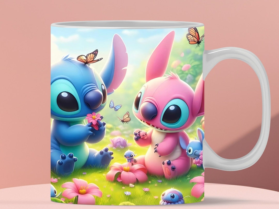 3D Stitch and Angel Mug Wrap, 3D Angel Mug Wrap Sublimation Design PNG ...