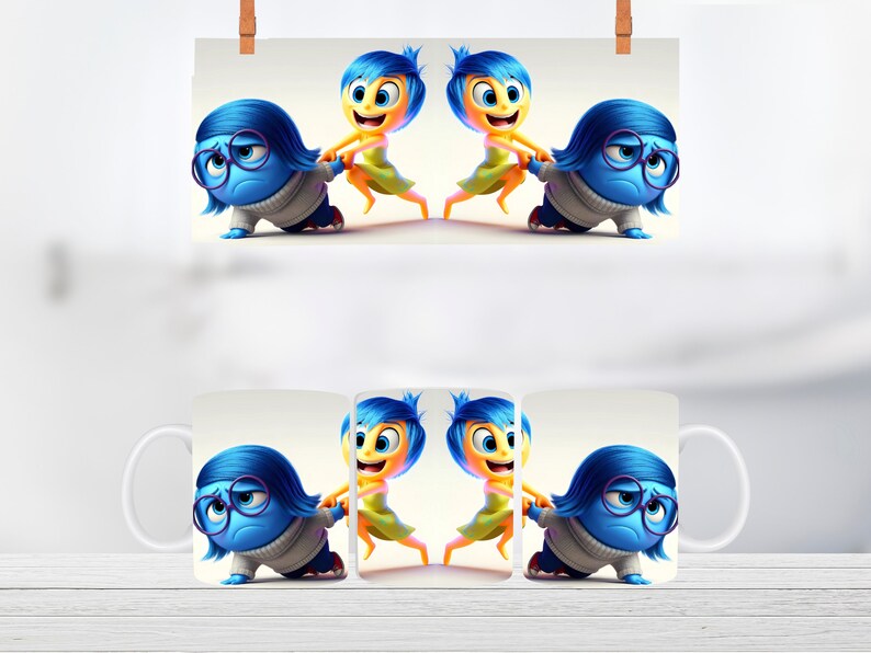 3D Inside Out 2 Mug Wrap, 3D All Feelings Mug Wrap Sublimation Design ...