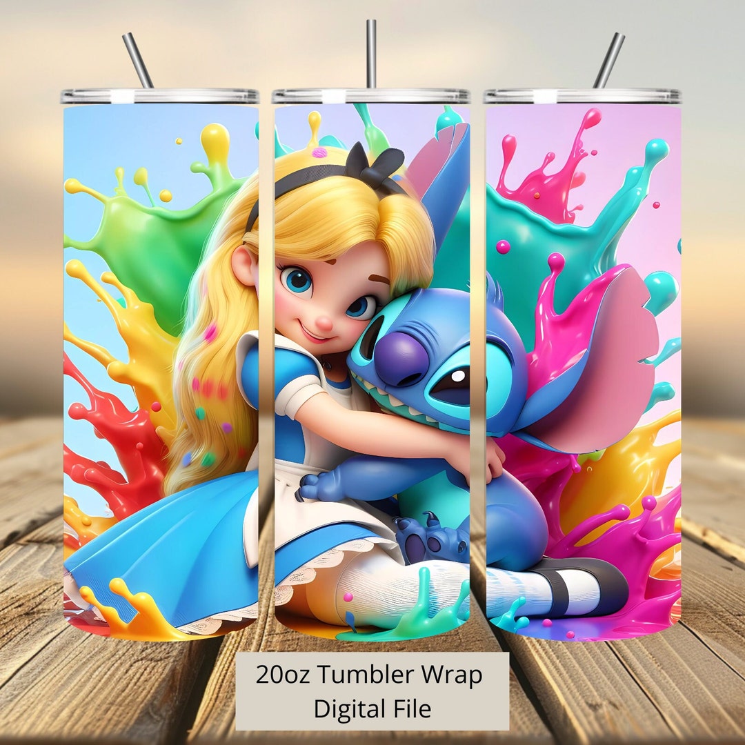 3D Alice in Wonderland Hugg Stitch Tumbler Wrap, Princess Tumbler Wrap ...