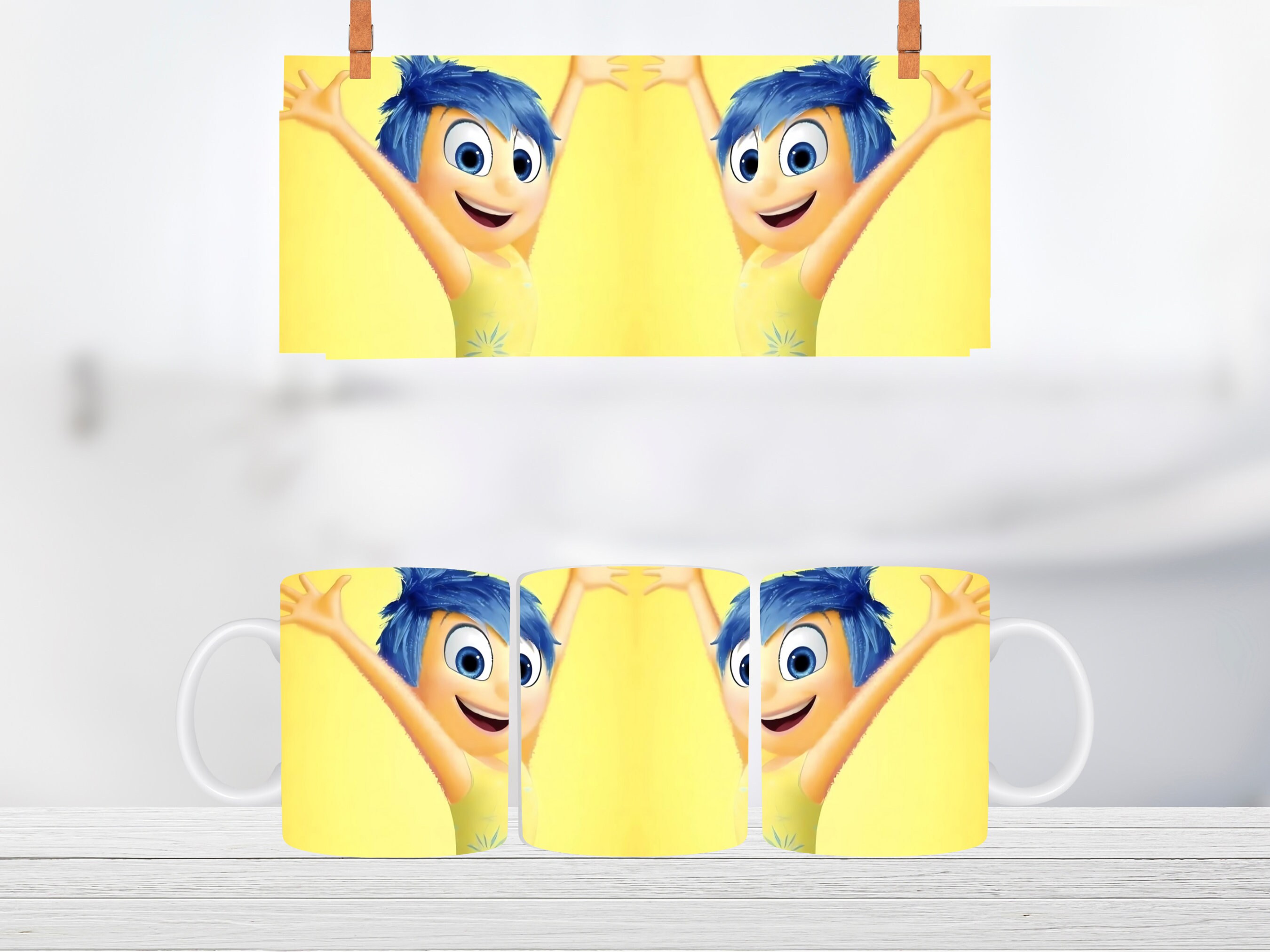3D Inside Out 2 JOY Mug Wrap, 3D Mug Wrap Sublimation Design PNG, Mug ...