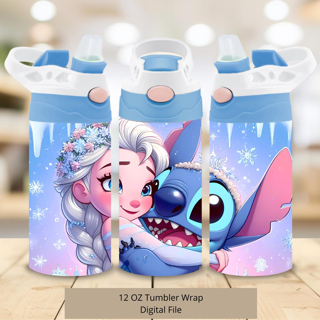 3D Cute Stitch Hugg Elsa Tumbler Design, 12oz Stitch Cup Tumbler Wrap ...