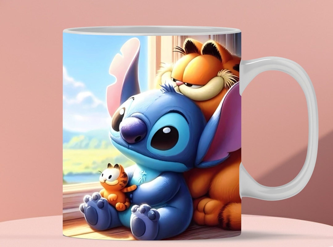3D Stitch and Garfield Mug Wrap, 3D Stitch Mug Wrap Sublimation Design ...