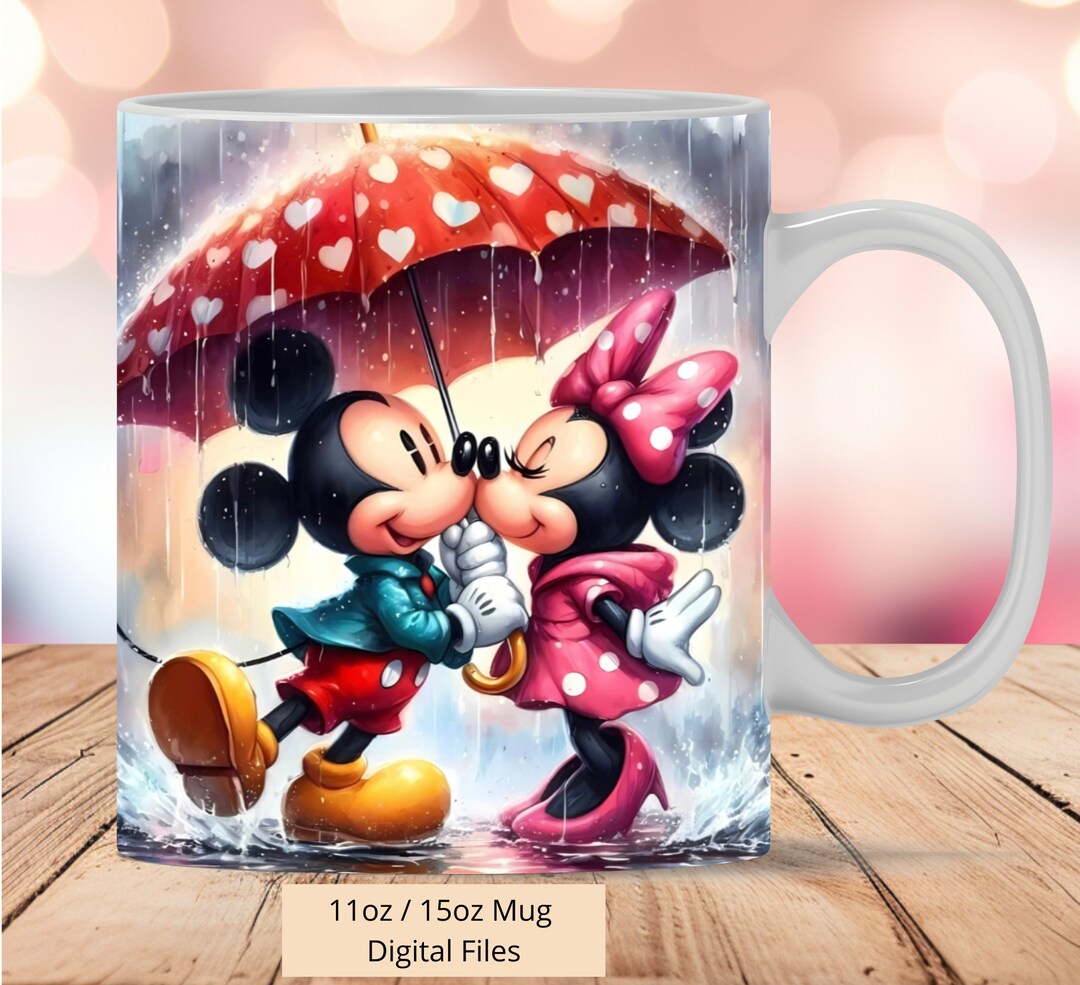 Minnie and Mickey Mouse in Rain Mug Wrap, 3D Rainbow Mouse Mug Wrap ...