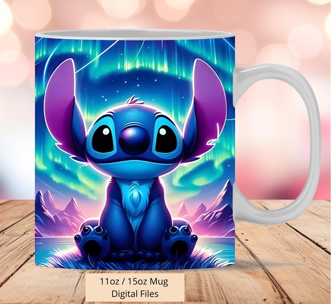 3D Cute Stitch Colorful Mug Wrap, 3D Stitch Mug Wrap Sublimation Design ...