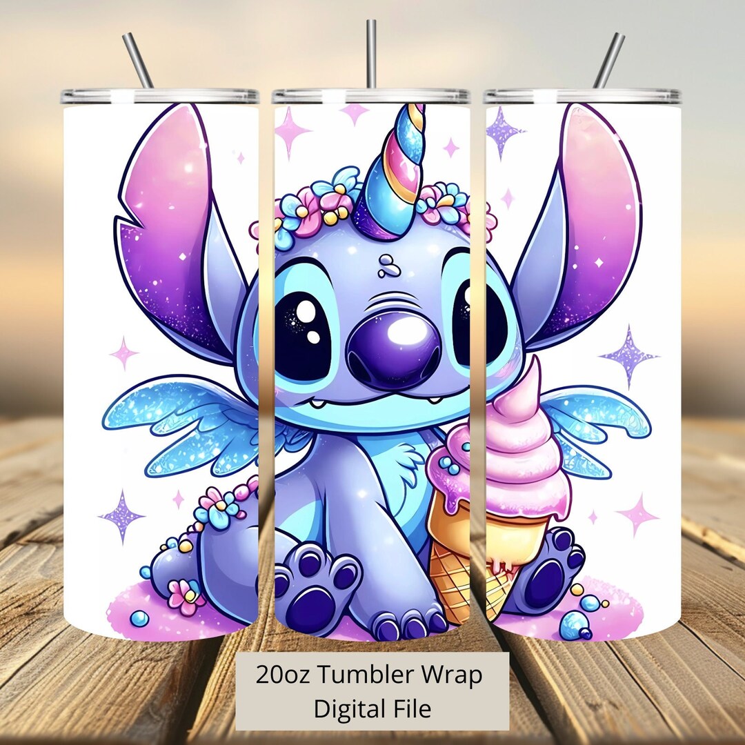 3D Stitch Unicorn Tumbler Wrap, 20oz Tumbler, Cartoon Tumbler Wrap ...