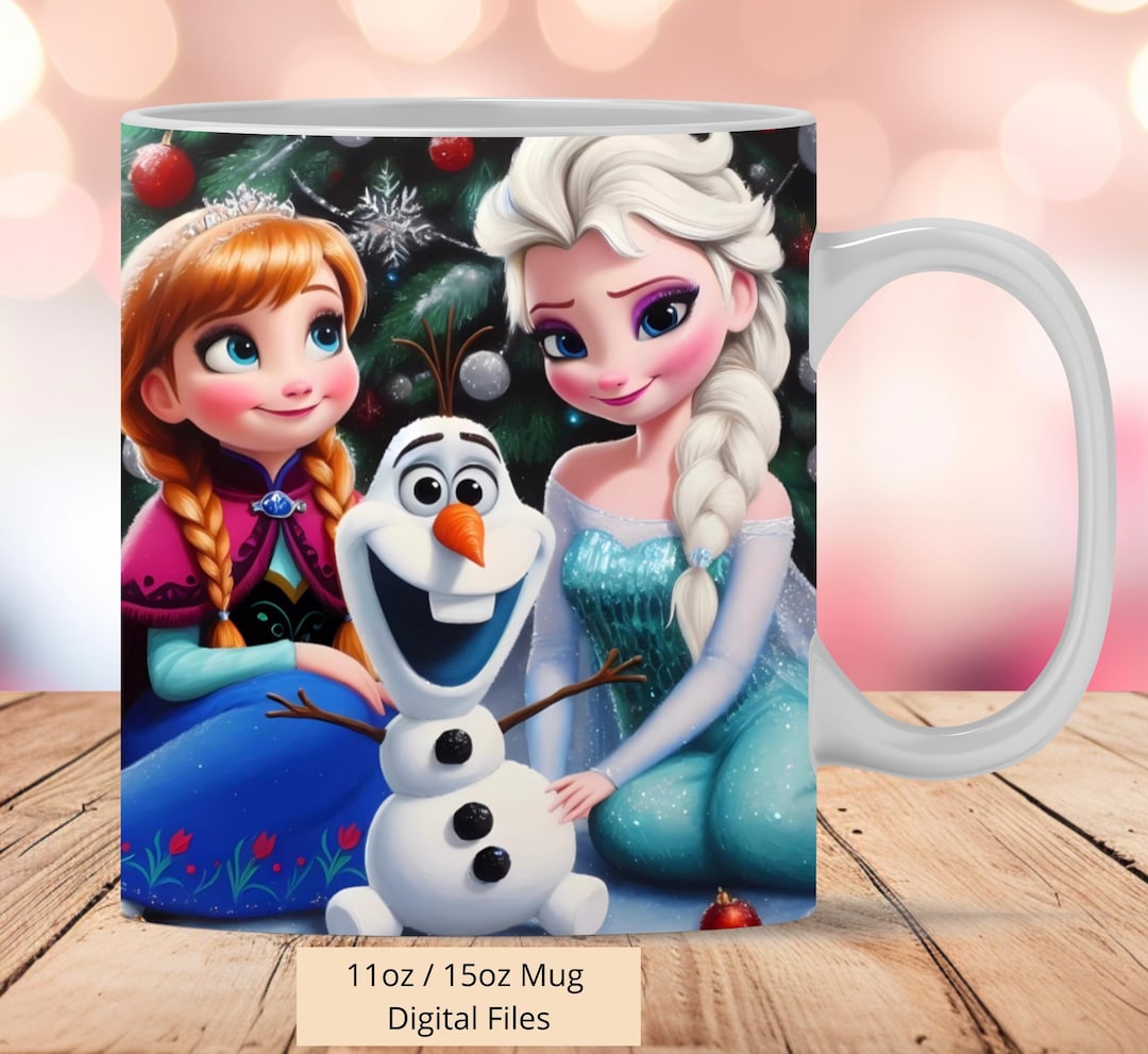 3D Elsa, Anna and Olaf Christmas Mug Wrap, 3D Frozen Mug Wrap ...