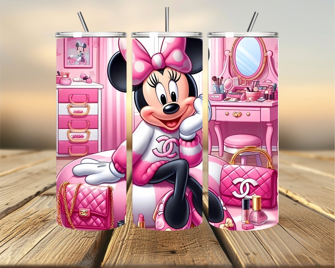 3D Minnie Fashion Tumbler Wrap, Minnie in Pink Tumbler Wrap Sublimation ...