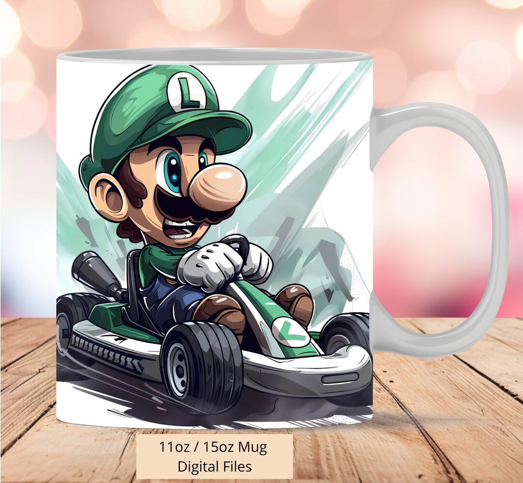 3D Luigi Kart Mug Wrap, 11oz & 15oz Mug Template, Mug Sublimation ...