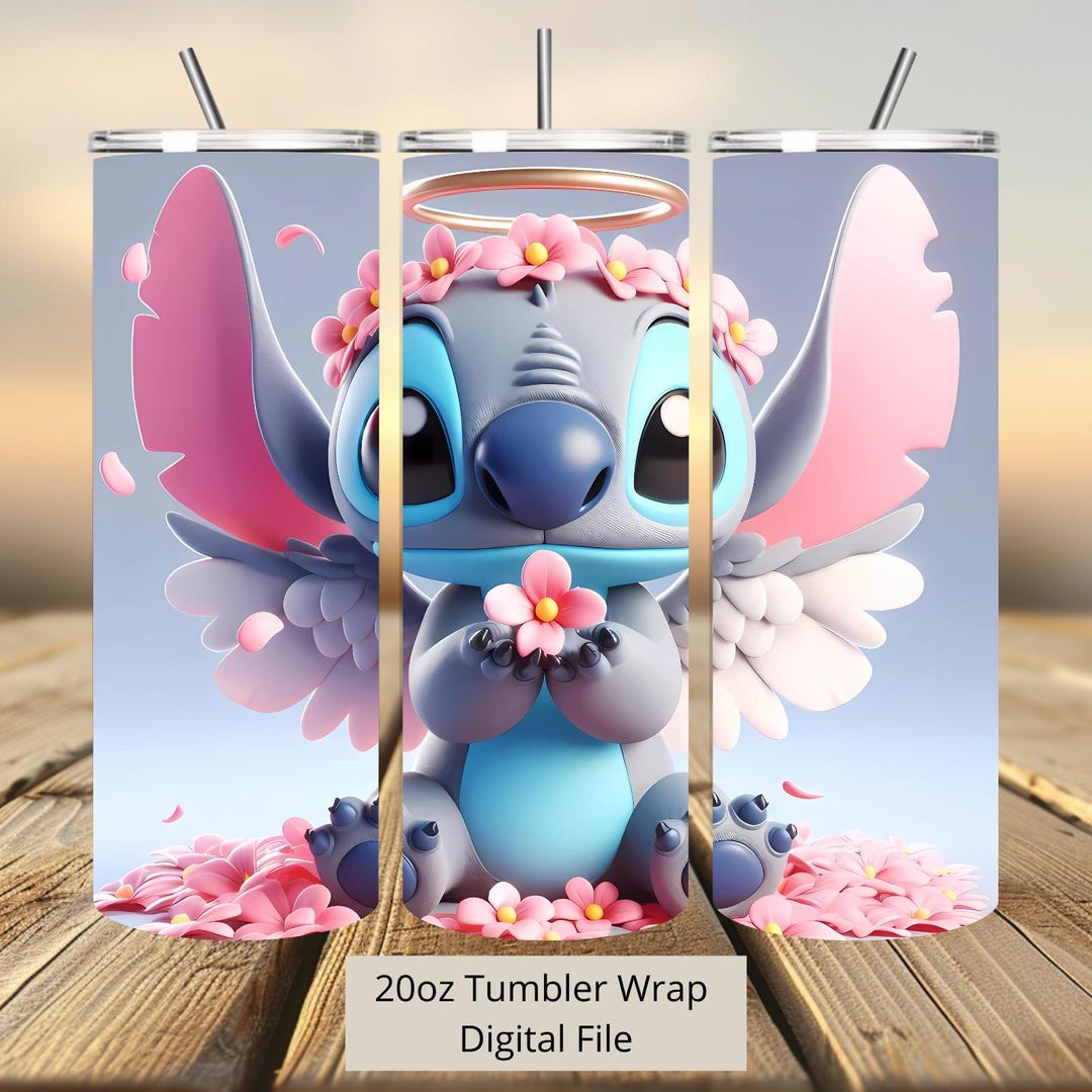 3D Niedliche Maschen Engel Blumen Tumbler Wrap, 20oz Tumbler, Cartoon ...