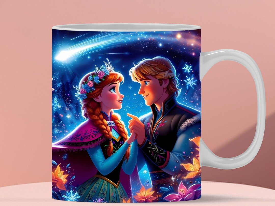 3D Cute Princess Anna and Kristoff Mug Wrap, 3D Anna Love Mug Wrap ...