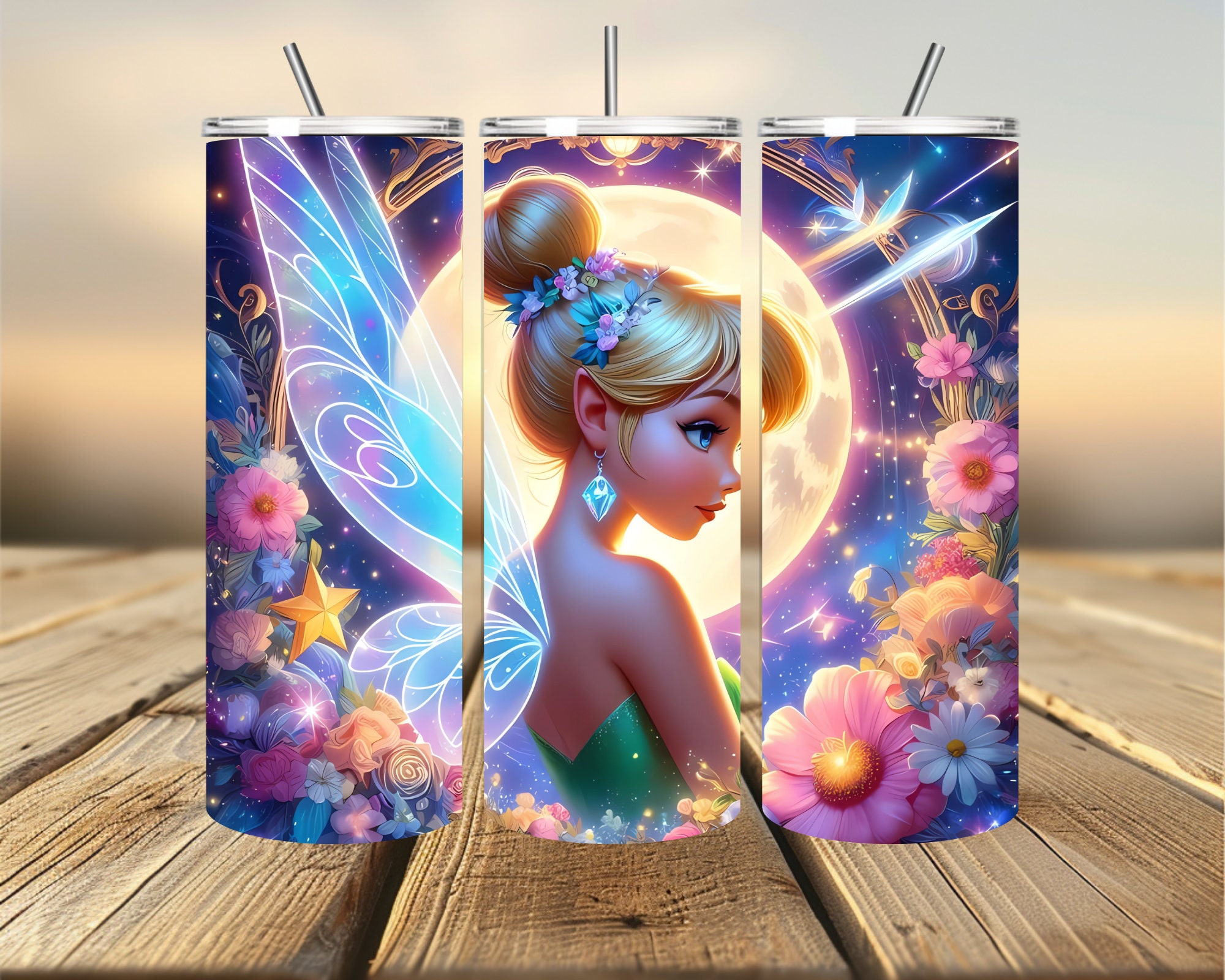 3D Fairy Tinkerbell Tumbler Wrap, Princess Tumbler Wrap Sublimation ...