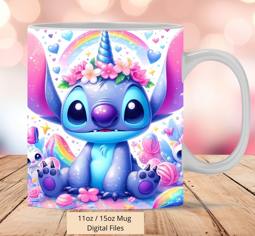 3D Stitch Unicorn Mug Wrap, 3D Stitch Mug Wrap Sublimation Design PNG ...
